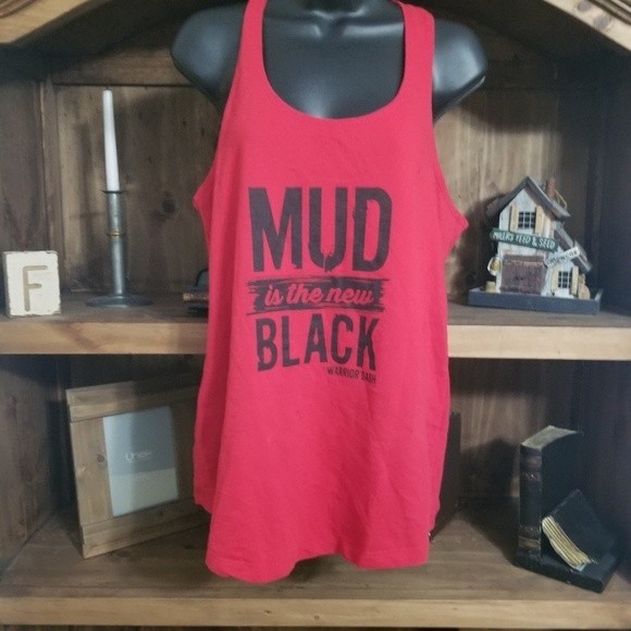 Tops | Xl Warrior Dash Tank Red Mud Is The New Black | Poshmark